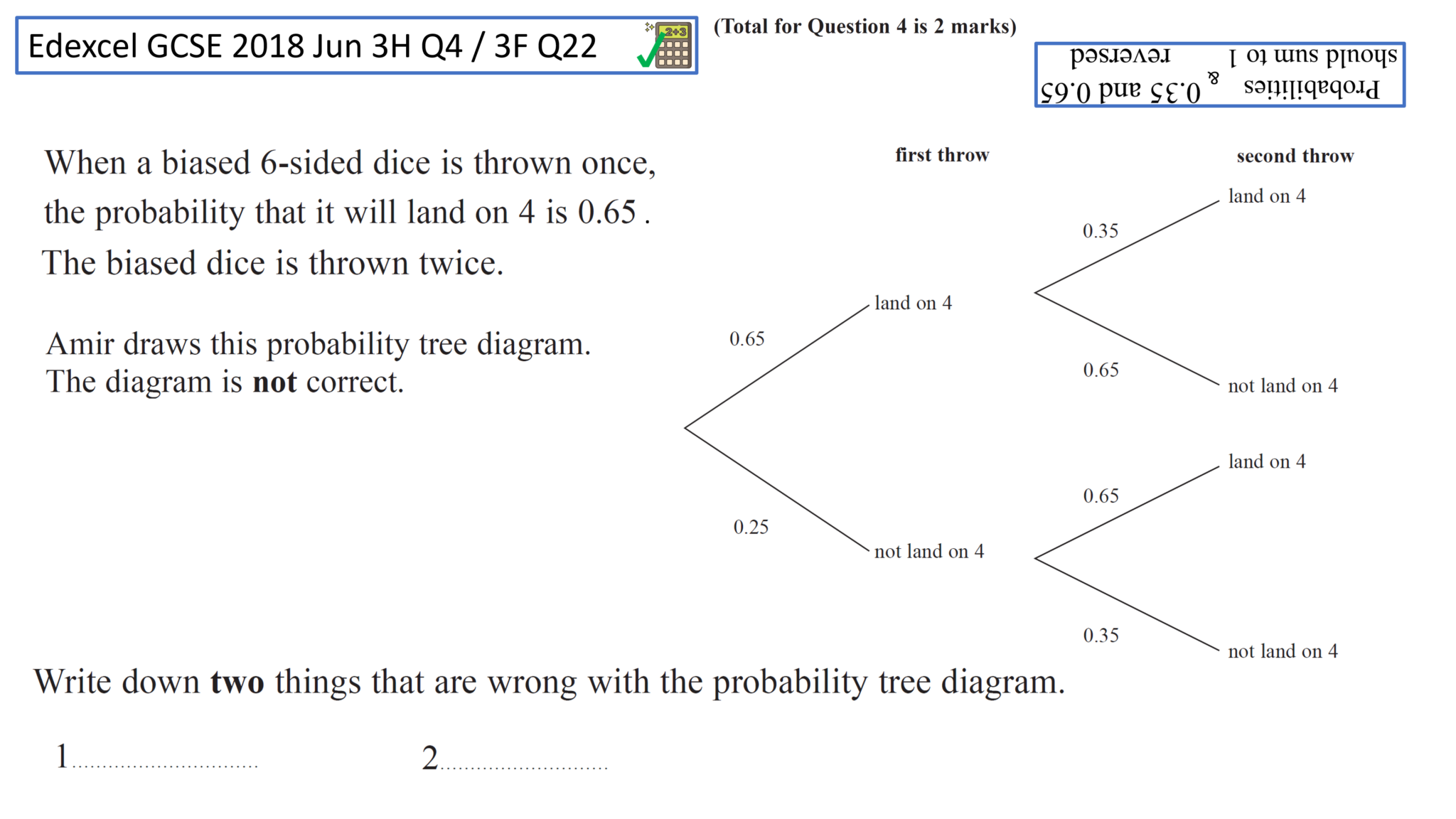 Edexcel 2018 Jun 3H Q04 / 3F Q22 - Wio | Work It Out